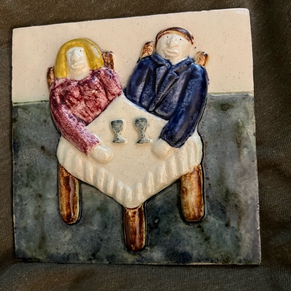 K Goldstrom | Art | Vintage Folk Art Tile K Goldstrom 98s With Back ...